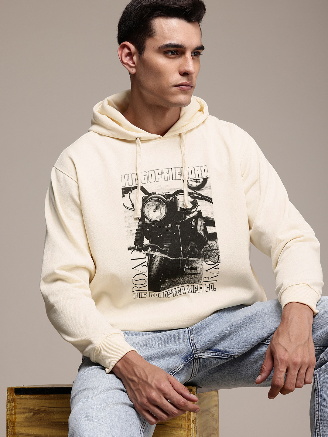 Buy The Roadster Life Co. Graphic Printed Hooded Relaxed Fit Sweatshirt - Sweatshirts for Men ...