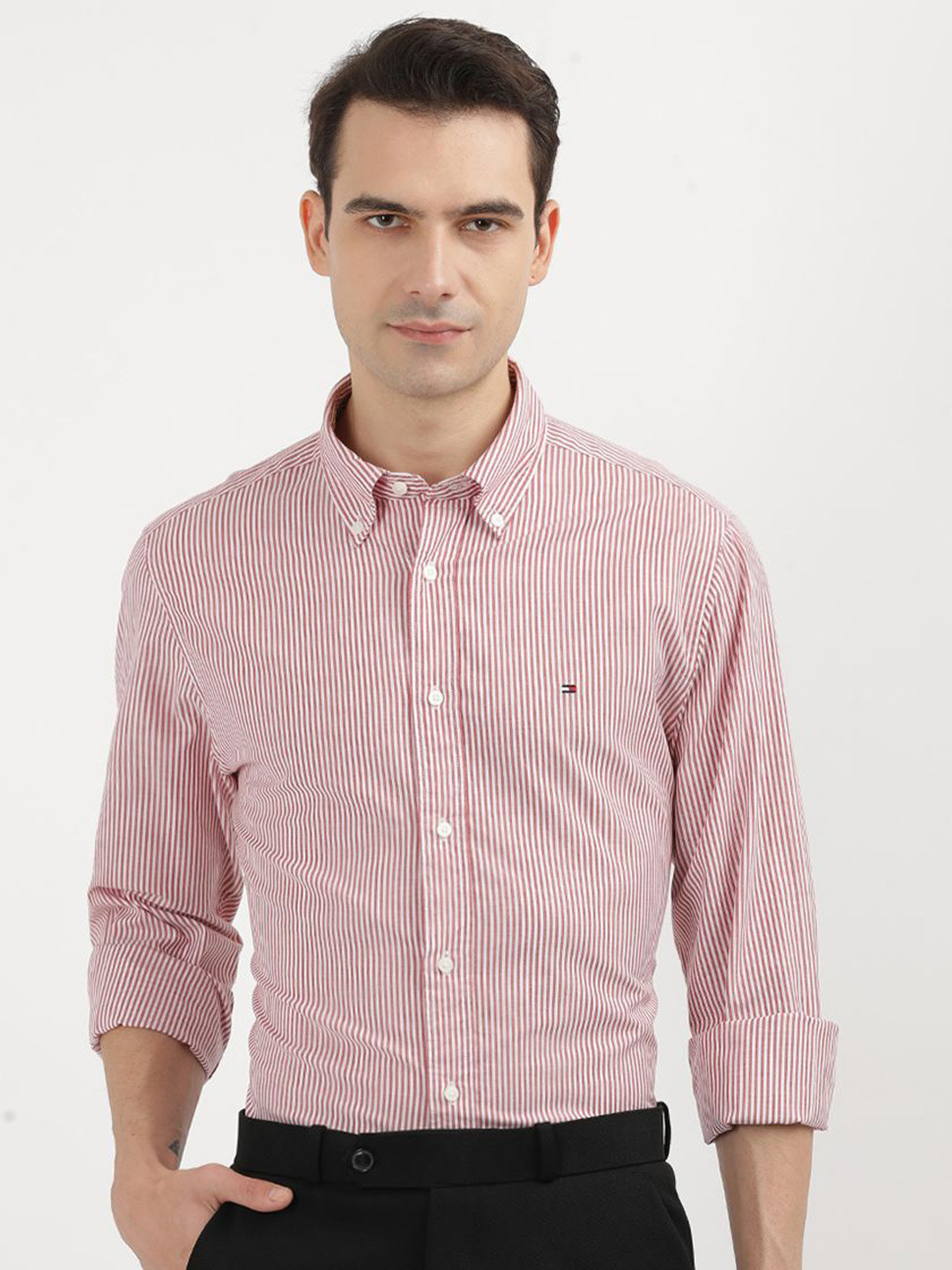 Buy Tommy Hilfiger Men Micro Checks Cotton Shirt - Shirts for Men ...