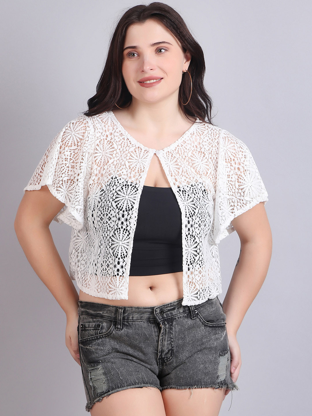 Buy Dressitude Self Design Crop Button Shrug - Shrug for Women 29657066 ...