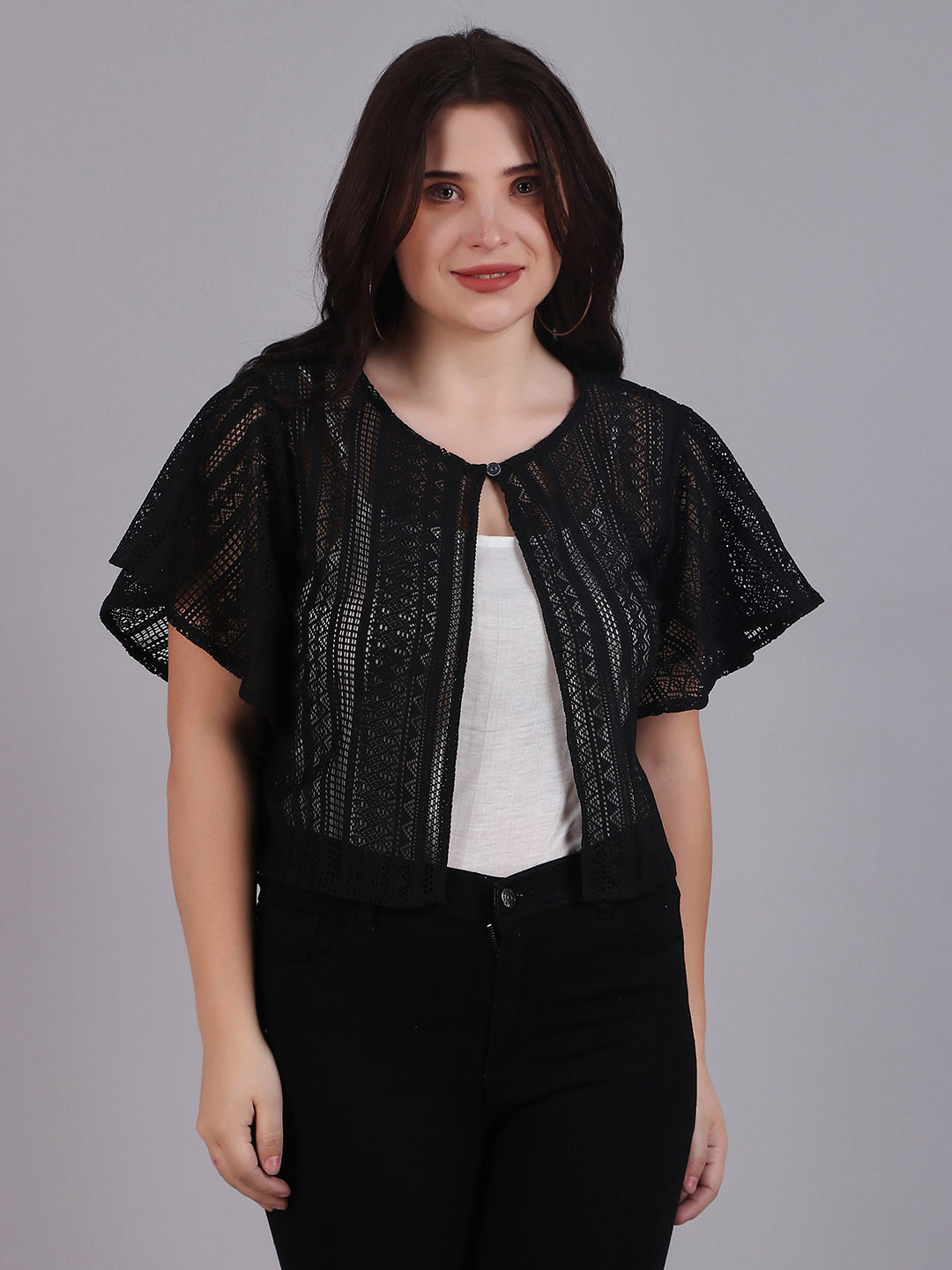 Buy Dressitude Self Design Crop Button Shrug - Shrug for Women 29657088 ...