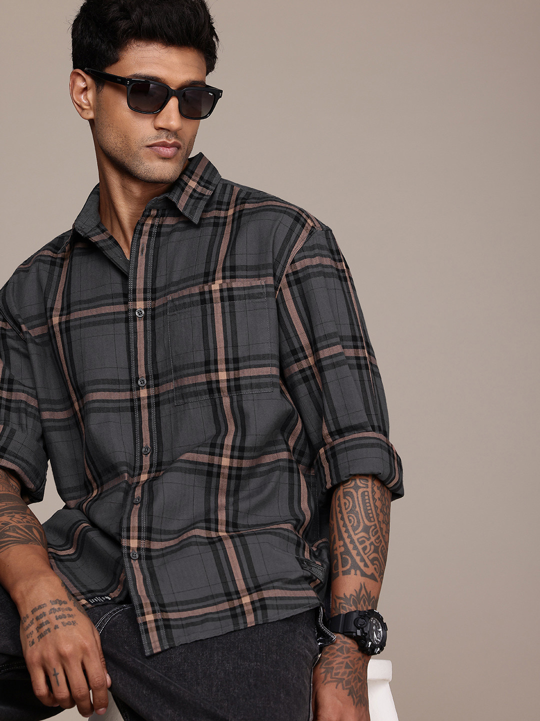 Buy The Roadster Life Co. Relaxed Fit Checked Pure Cotton Casual Shirt - Shirts for Men 29658476 ...