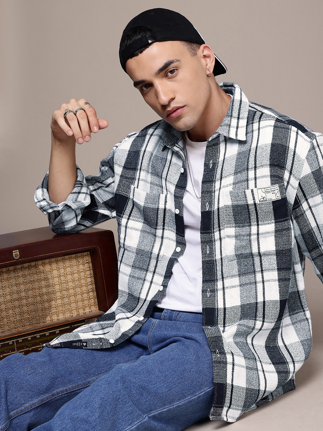 Buy The Roadster Life Co. Checked Drop Shoulder Sleeves Relaxed Fit Casual Shirt - Shirts for ...