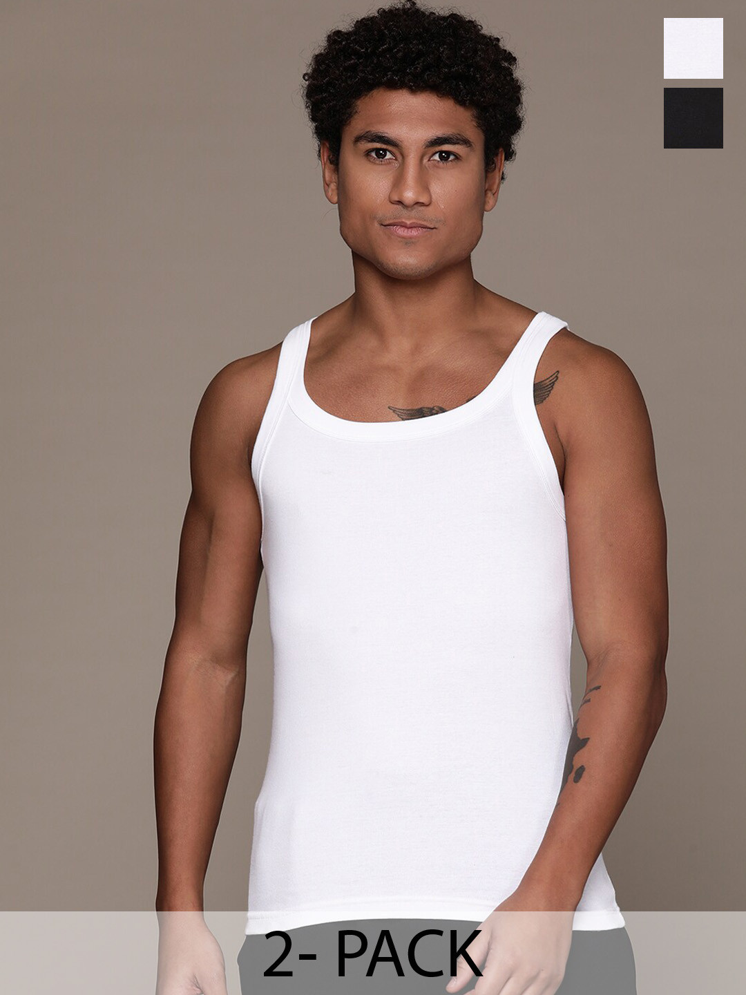 Buy The Roadster Lifestyle Co. Pack Of 2 Pure Cotton Innerwear Vests RD ...