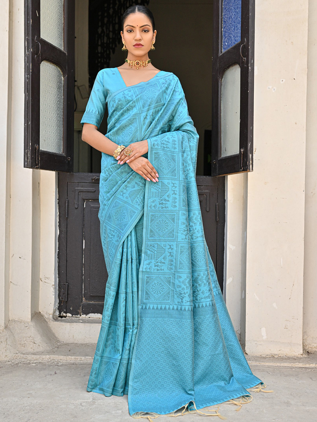 Buy VISHNU WEAVES Woven Design Zari Bhagalpuri Saree - Sarees for Women ...