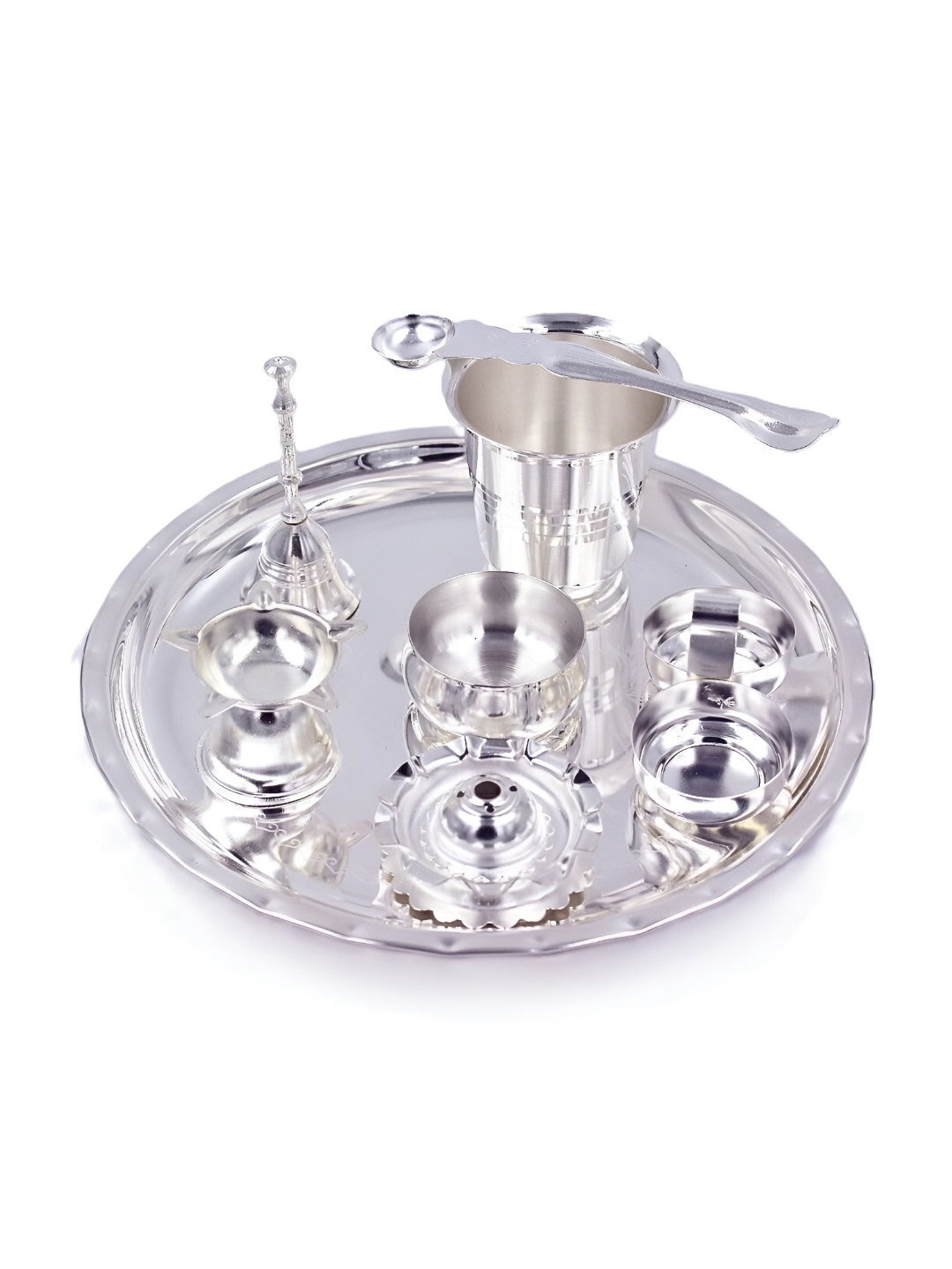 Buy Ojas Grey Metal Pooja Thali - Pooja Essentials for Unisex 29669576 ...