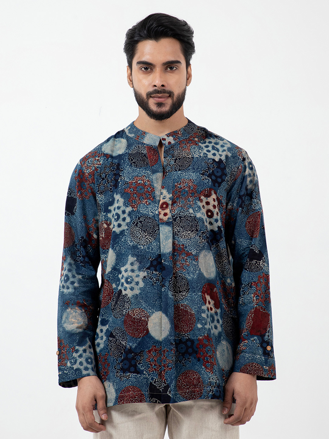 Buy Inkriti Men Floral Printed Block Print Kurta - Kurtas for Men ...