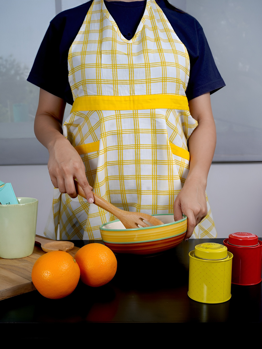 Buy Ratan Cart Yellow Checked Cotton Apron - Aprons for Unisex 29675848 ...