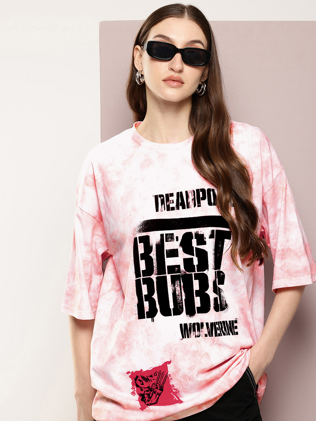 Buy Kook N Keech Marvel Typography Tie & Dye Printed Oversized Drop ...