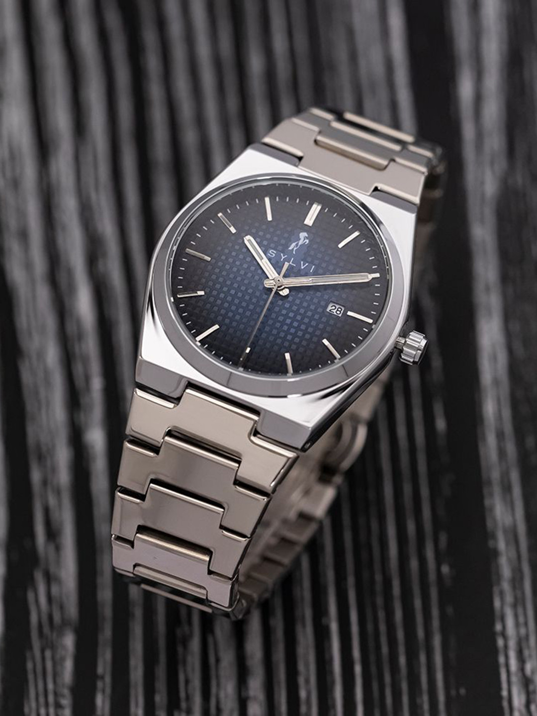 Buy Sylvi Men Stainless Steel Straps Analogue Multi Function Watch PRO Blue Silver - Watches for ...