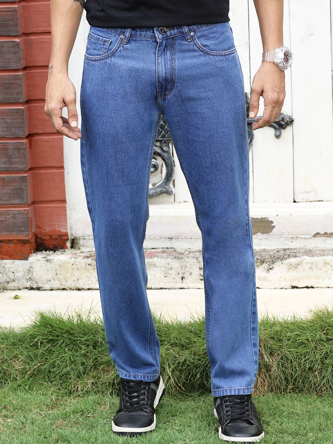 Buy Thomas Scott Men Smart Baggy Fit Cotton Jeans - Jeans for Men ...