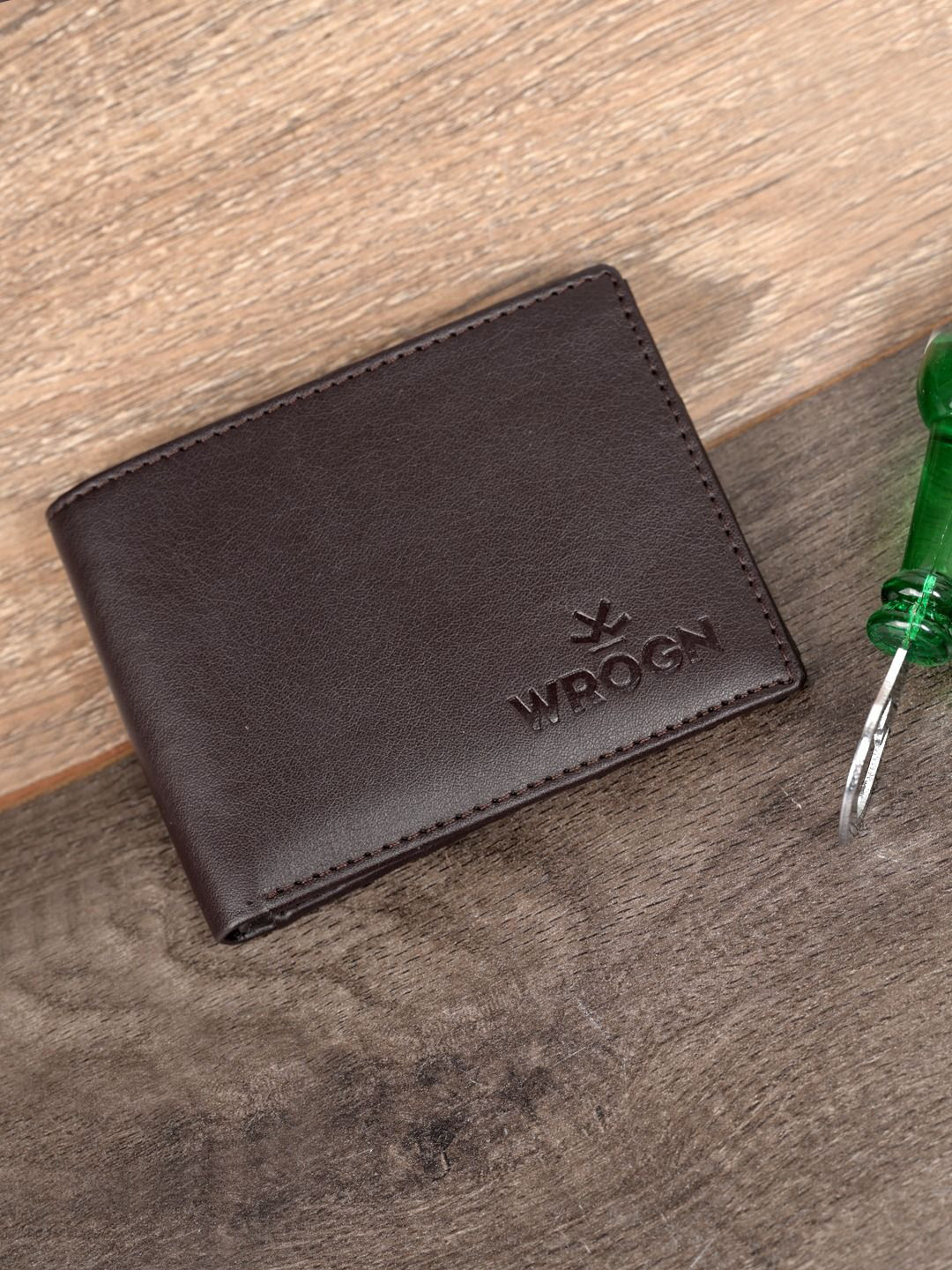 Buy WROGN Men Textured Leather Two Fold Wallet - Wallets for Men ...