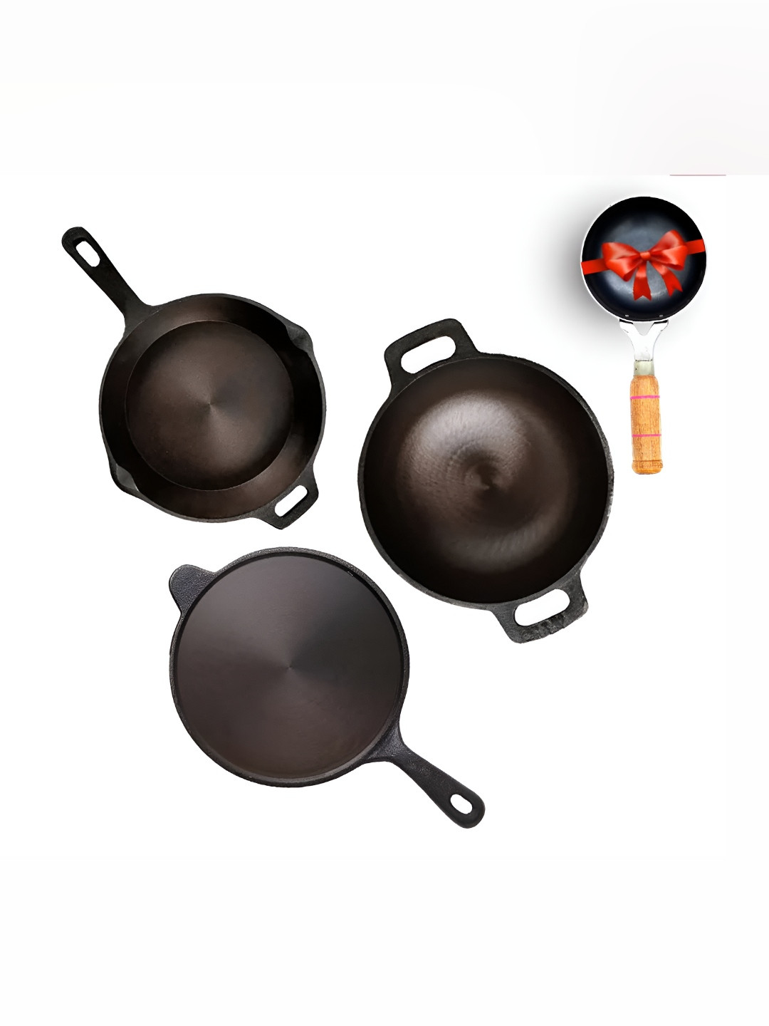 Buy The Indus Valley Cast Iron Cookware Set & Free Iron Tadka Pan ...