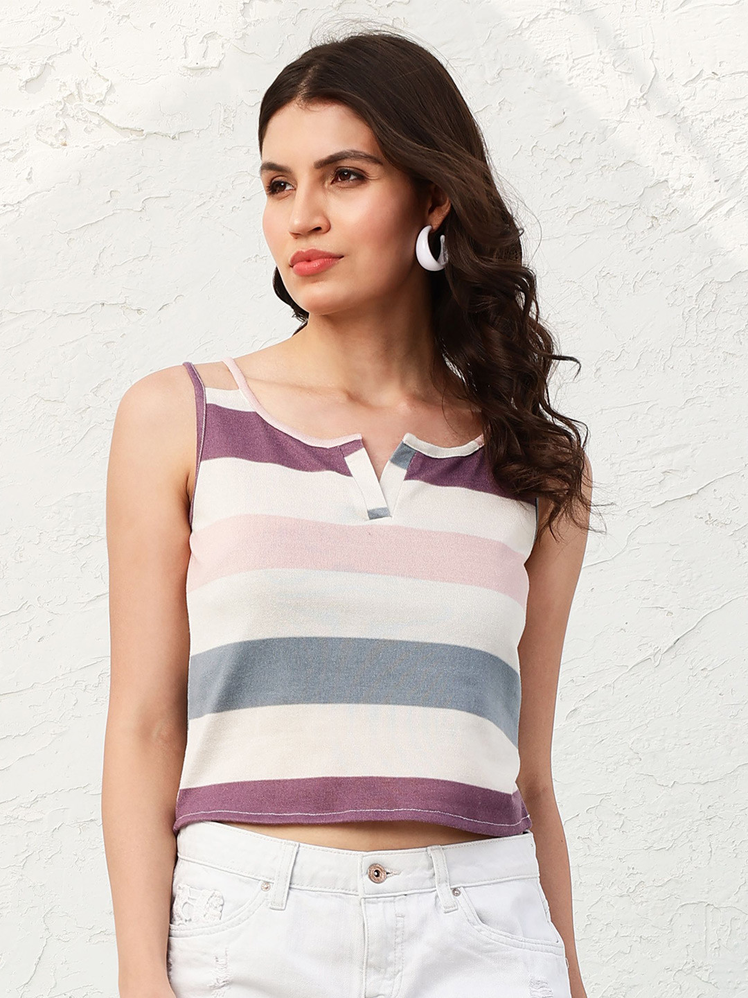 Buy Athena Women Striped Net Crop Top - Tops for Women 29703716 | Myntra