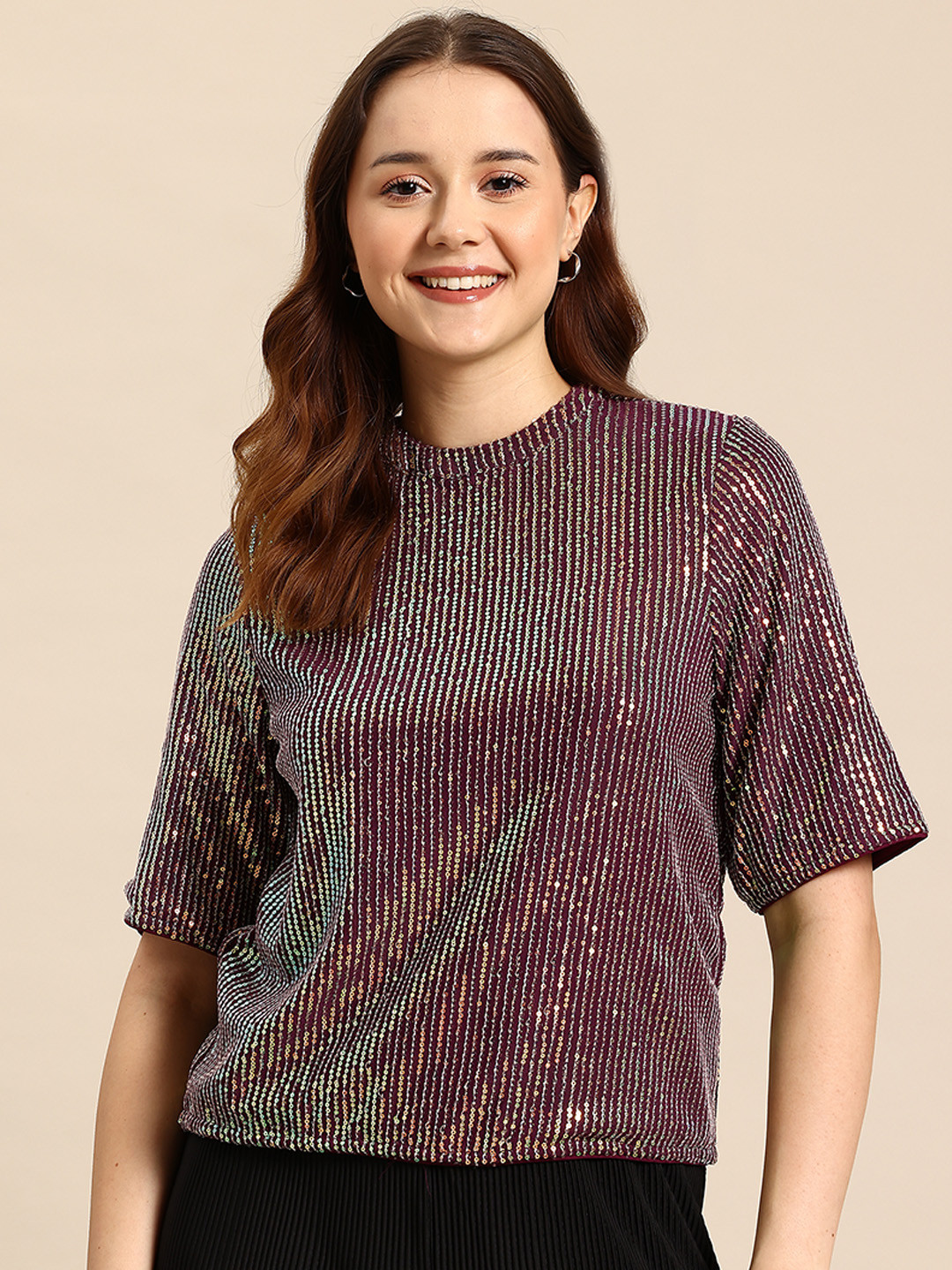 Buy Mast & Harbour Sequinned Net Top - Tops for Women 29705402 | Myntra