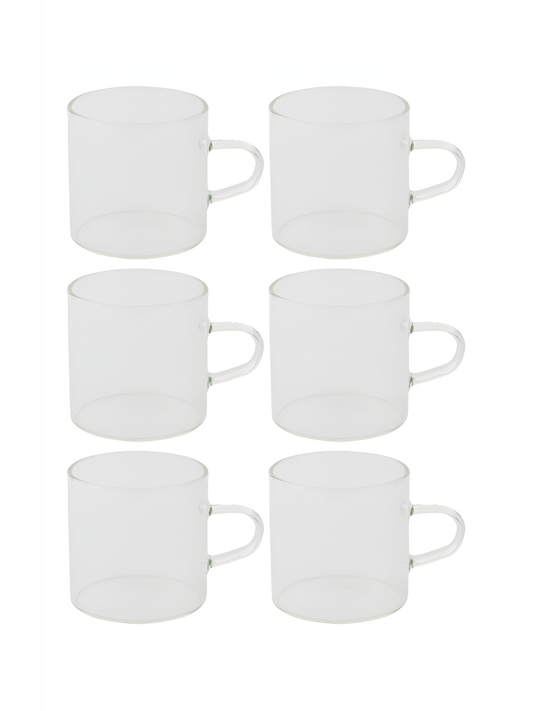 Buy Aura Transparent 6 Pieces Glass Dishwasher Safe Glossy Mugs 150ml ...