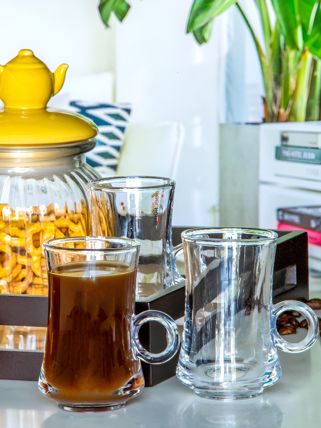 Buy Aura Transparent 6 Pieces Glass Glossy Dishwasher Safe Mugs 105ml ...