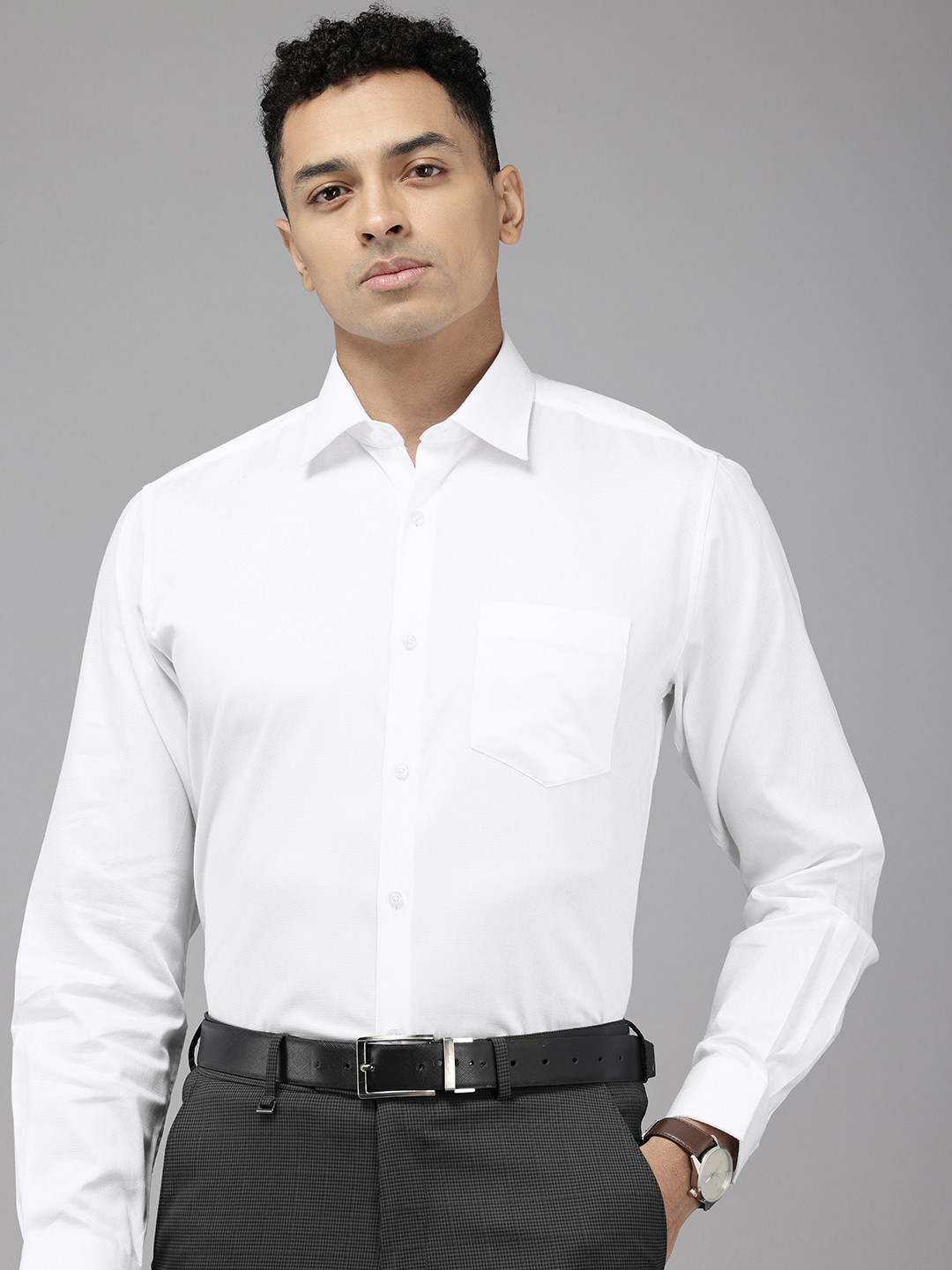 Buy Van Heusen Pure Cotton Self Design Textured Custom Opaque Formal ...