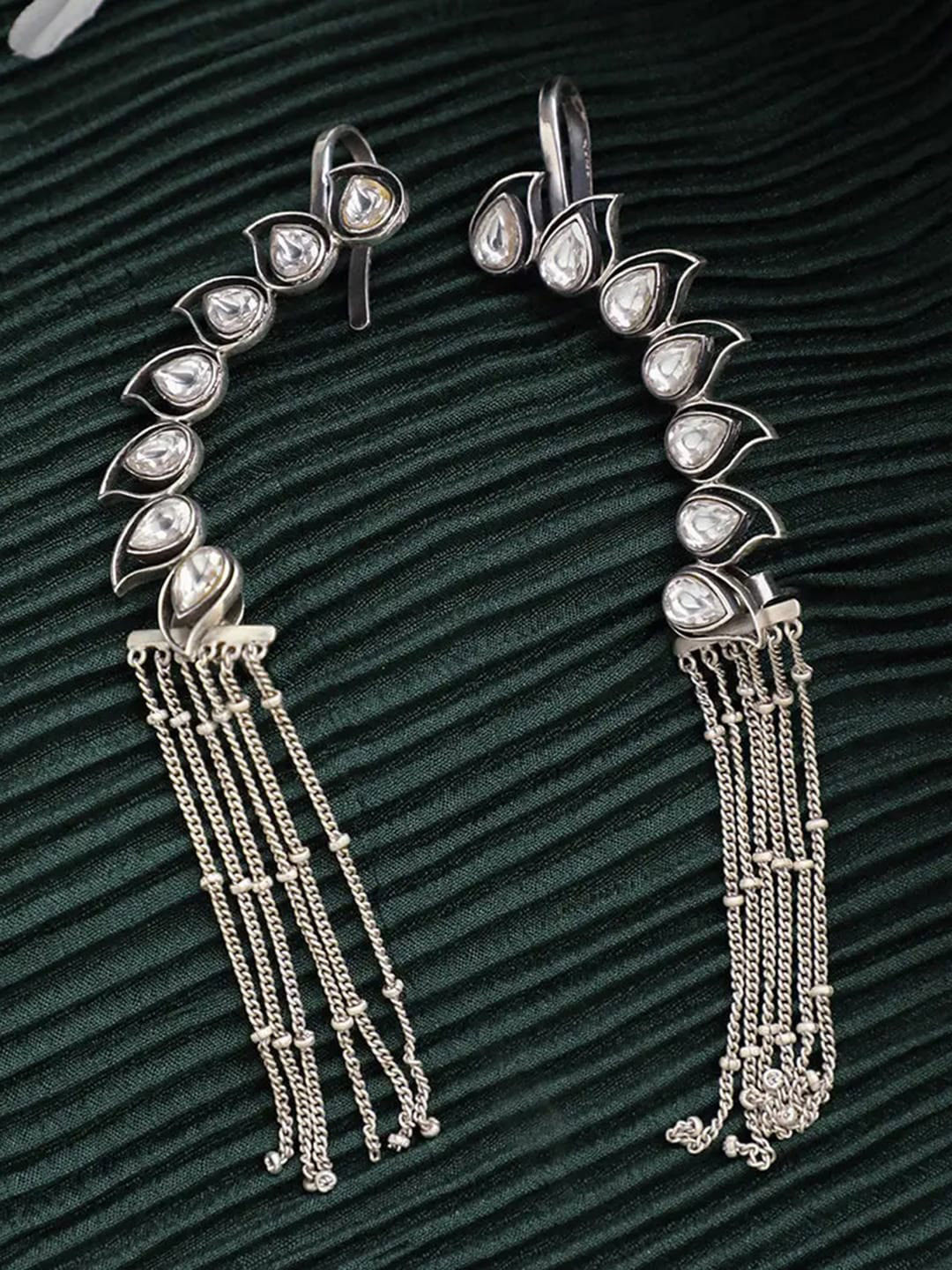 Buy Unniyarcha 92.5 Silver Contemporary Oxidised Ear Cuff - Earrings ...