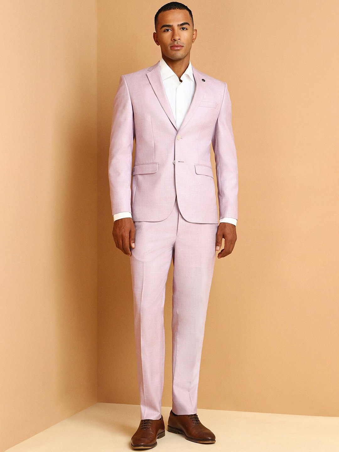 Buy Allen Solly Textured Notched Lapel 2 Piece Single Breasted Slim Fit ...