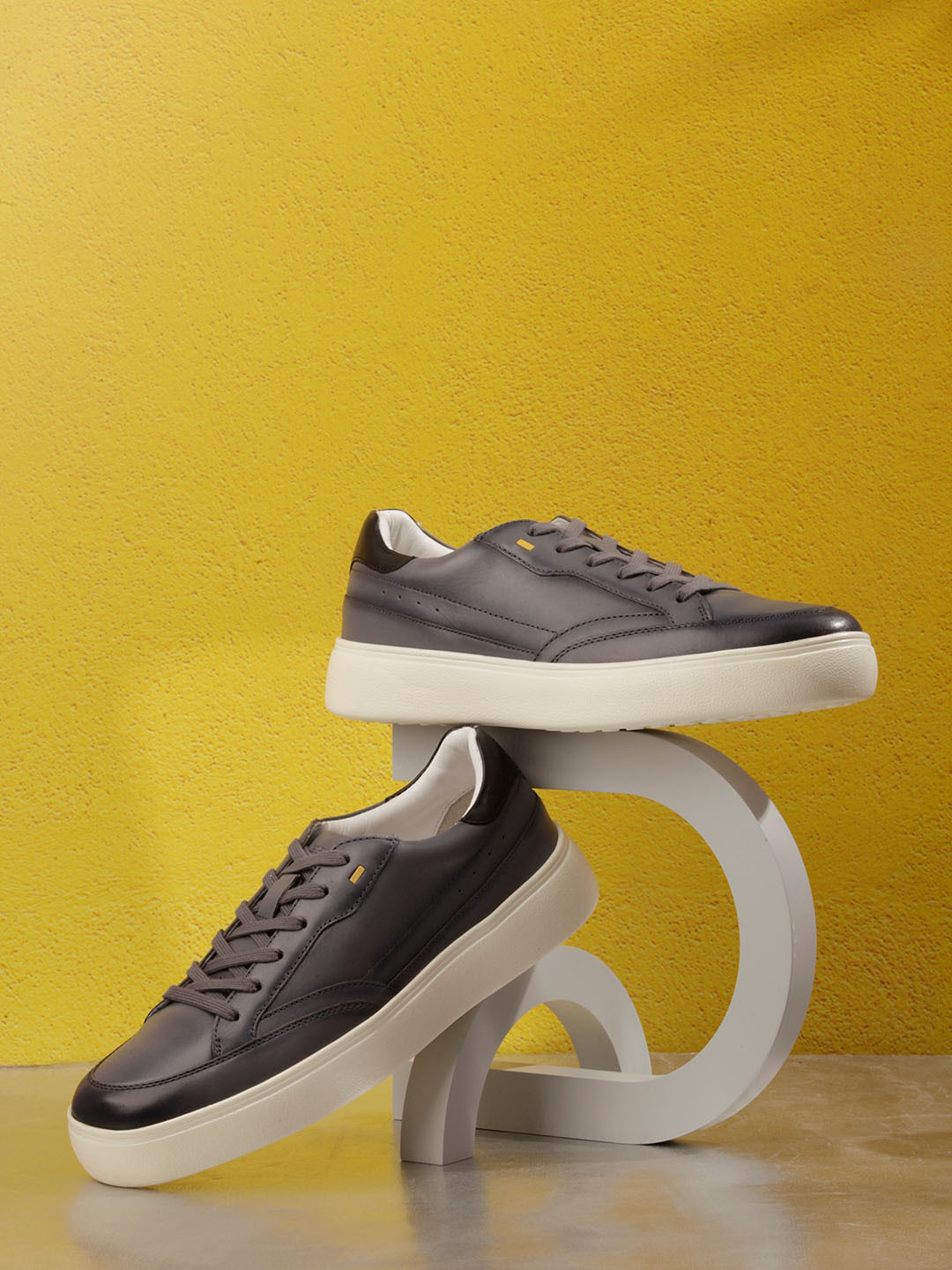 Buy ID Men Solid Round Toe Comfort Insole Leather Sneakers - Casual ...
