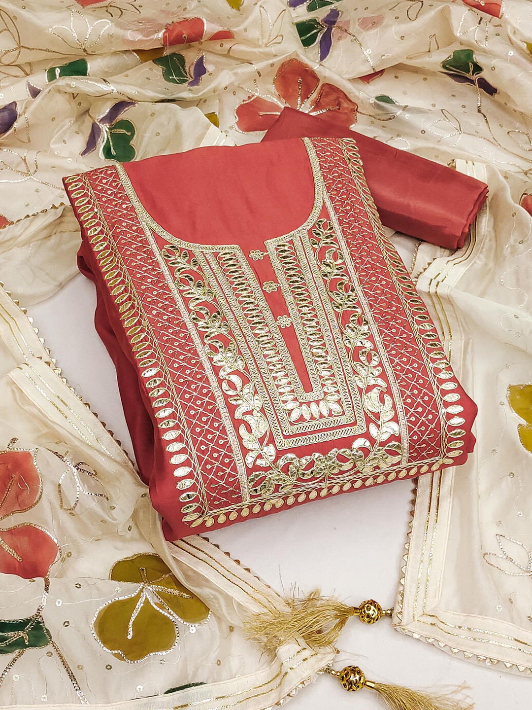 Buy Ishin Embroidered Unstitched Dress Material - Dress Material for ...