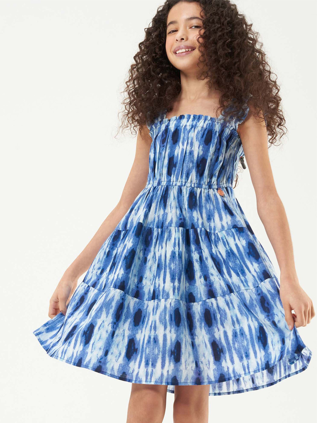 Buy Angel & Rocket Girls Tie And Dye Square Neck Cotton Tiered Fit ...