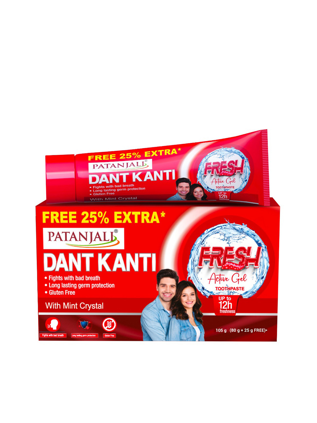 Buy Patanjali Dant Kanti Fresh Active Gel Toothpaste With Mint Crystal ...
