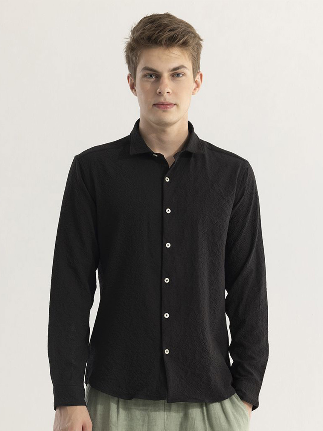 Buy Snitch Black Snug Slim Fit Opaque Casual Shirt - Shirts for Men ...
