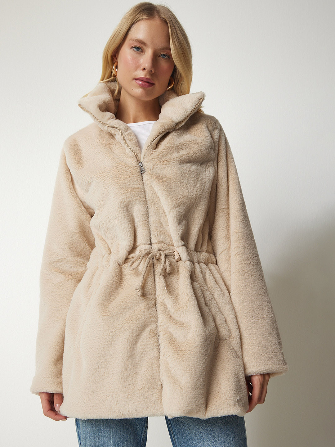 Buy Happiness Istanbul Self Design Single Breasted Overcoat - Coats for ...