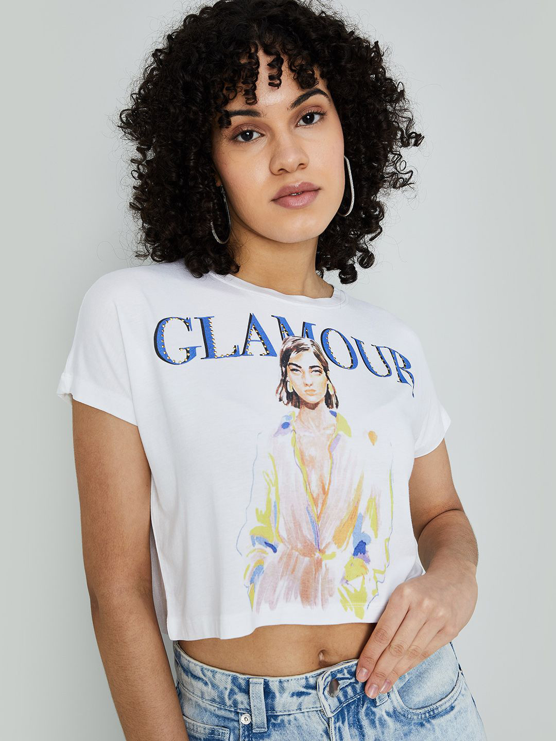 Buy Ginger By Lifestyle Typography Printed Round Neck Boxy Crop Top ...