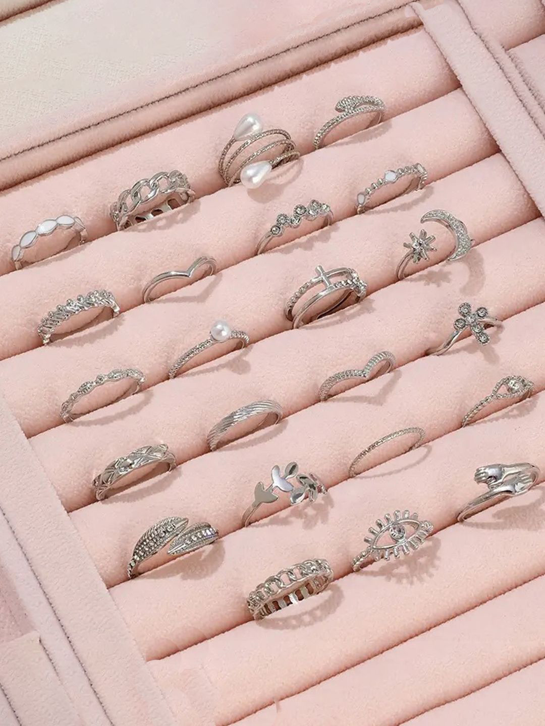 Buy Jewels Galaxy Set Of 23 Silver Plated Stackable Finger Ring - Ring for Women 29743728 | Myntra