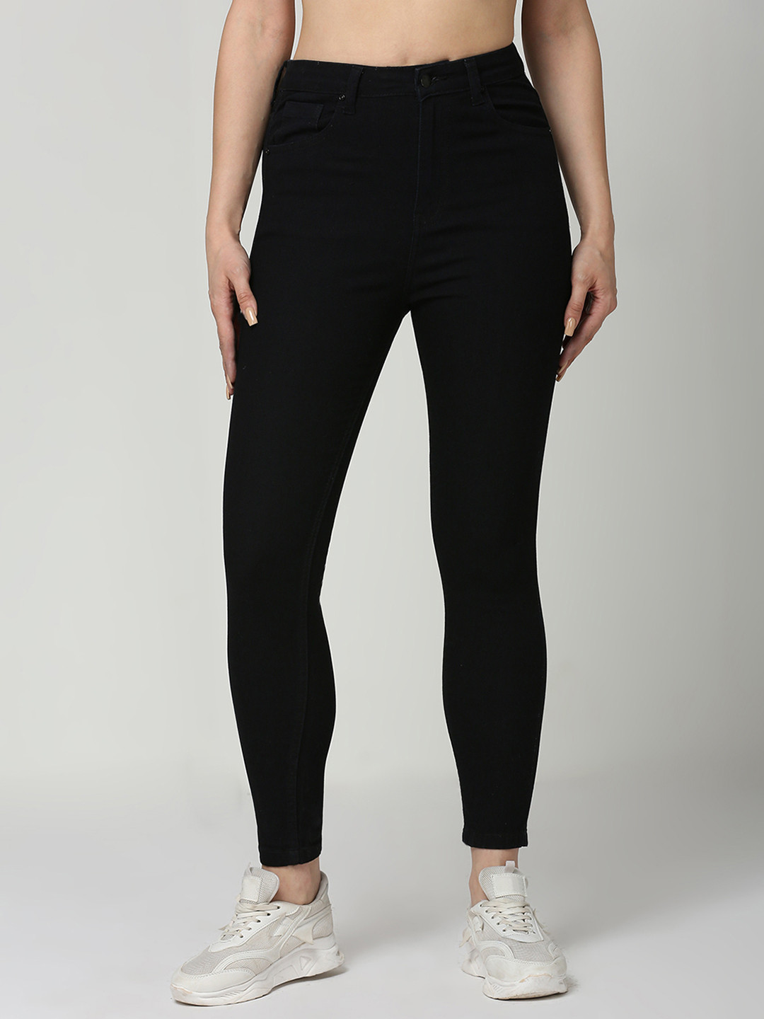 Buy HJ HASASI Women Slim Fit High Rise Clean Look Stretchable Cropped ...