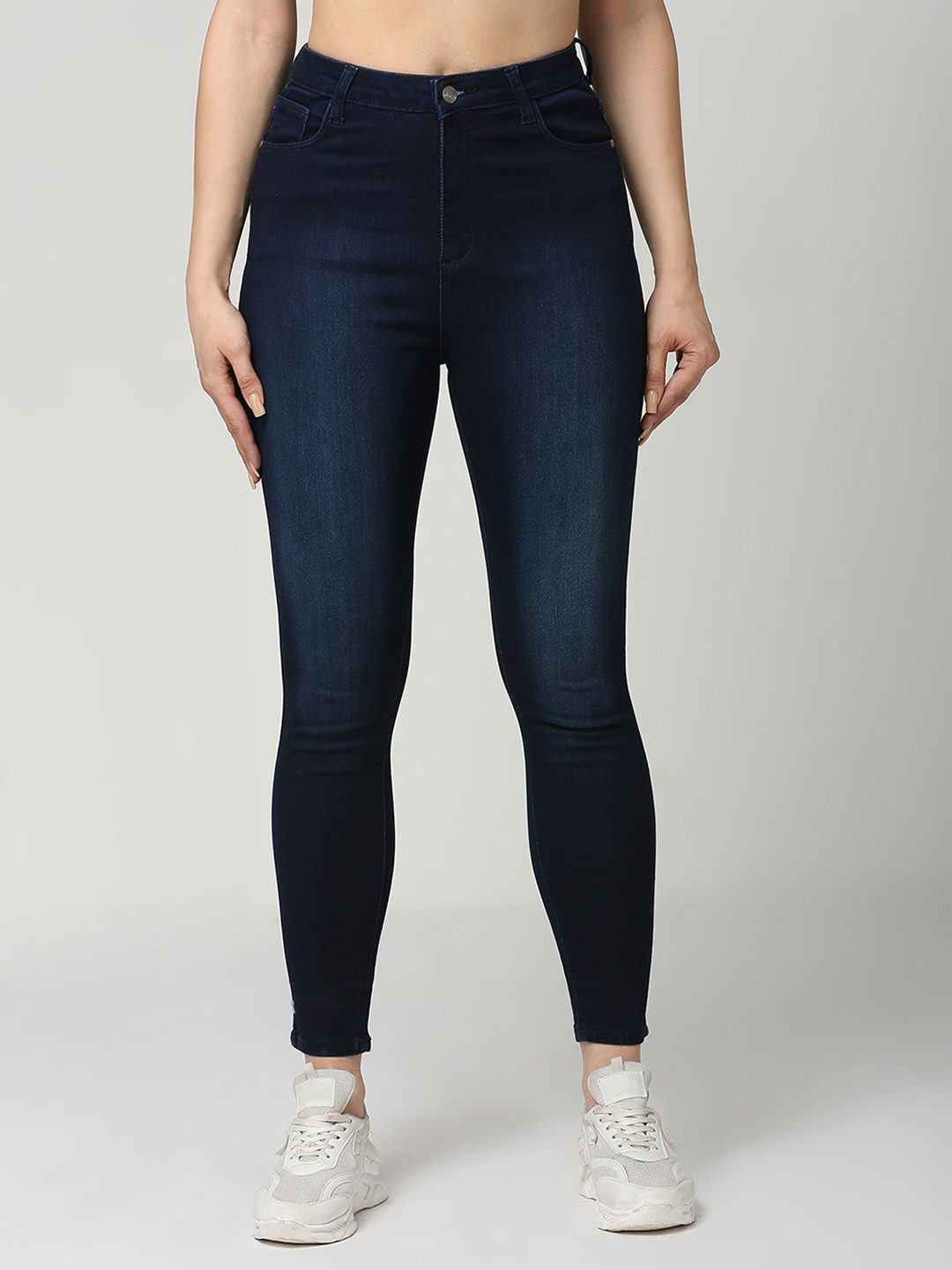 Buy HJ HASASI Women Slim Fit High Rise Light Fade Clean Look ...