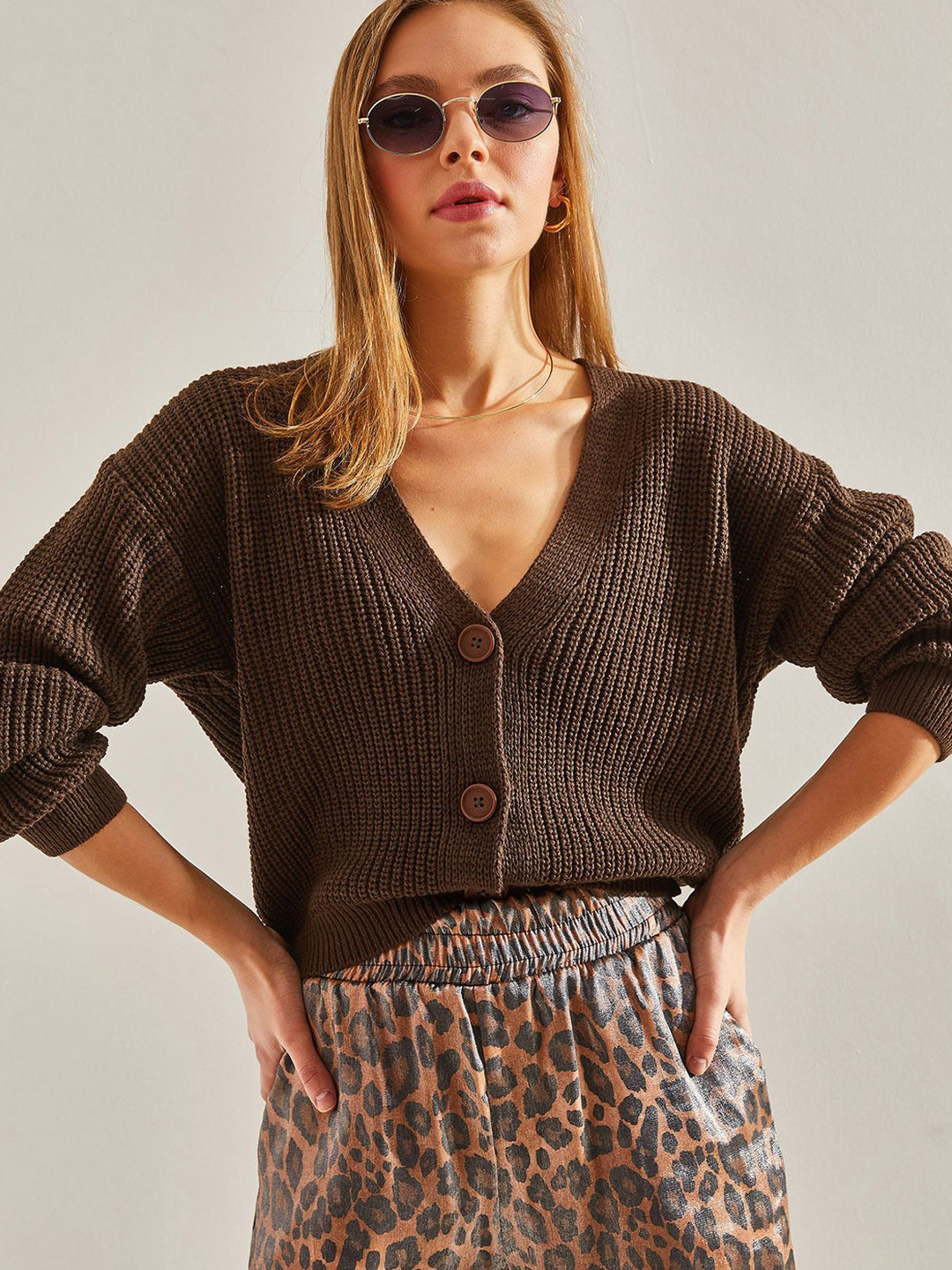 Buy BIANCO LUCCI V Neck Ribbed Cardigan Sweater - Sweaters for Women ...