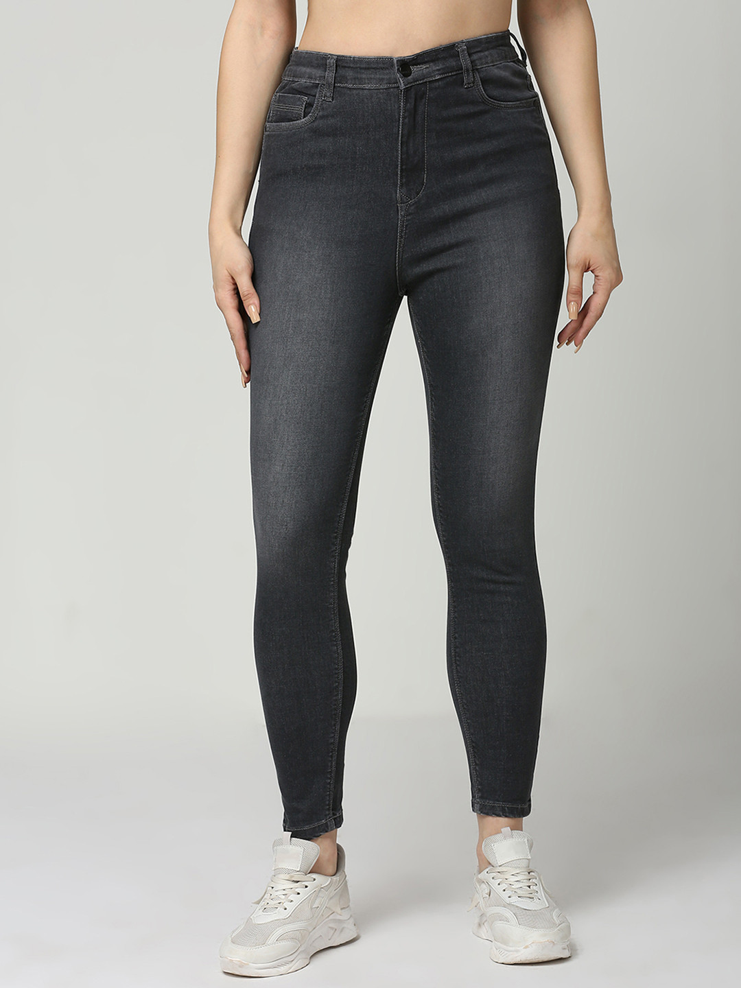 Buy HJ HASASI Women Slim Fit High Rise Light Fade Cotton Stretchable ...