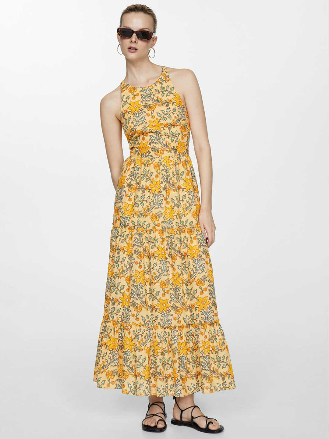 Buy MANGO Floral Print Halter Neck Fit & Flare Dress - Dresses for ...