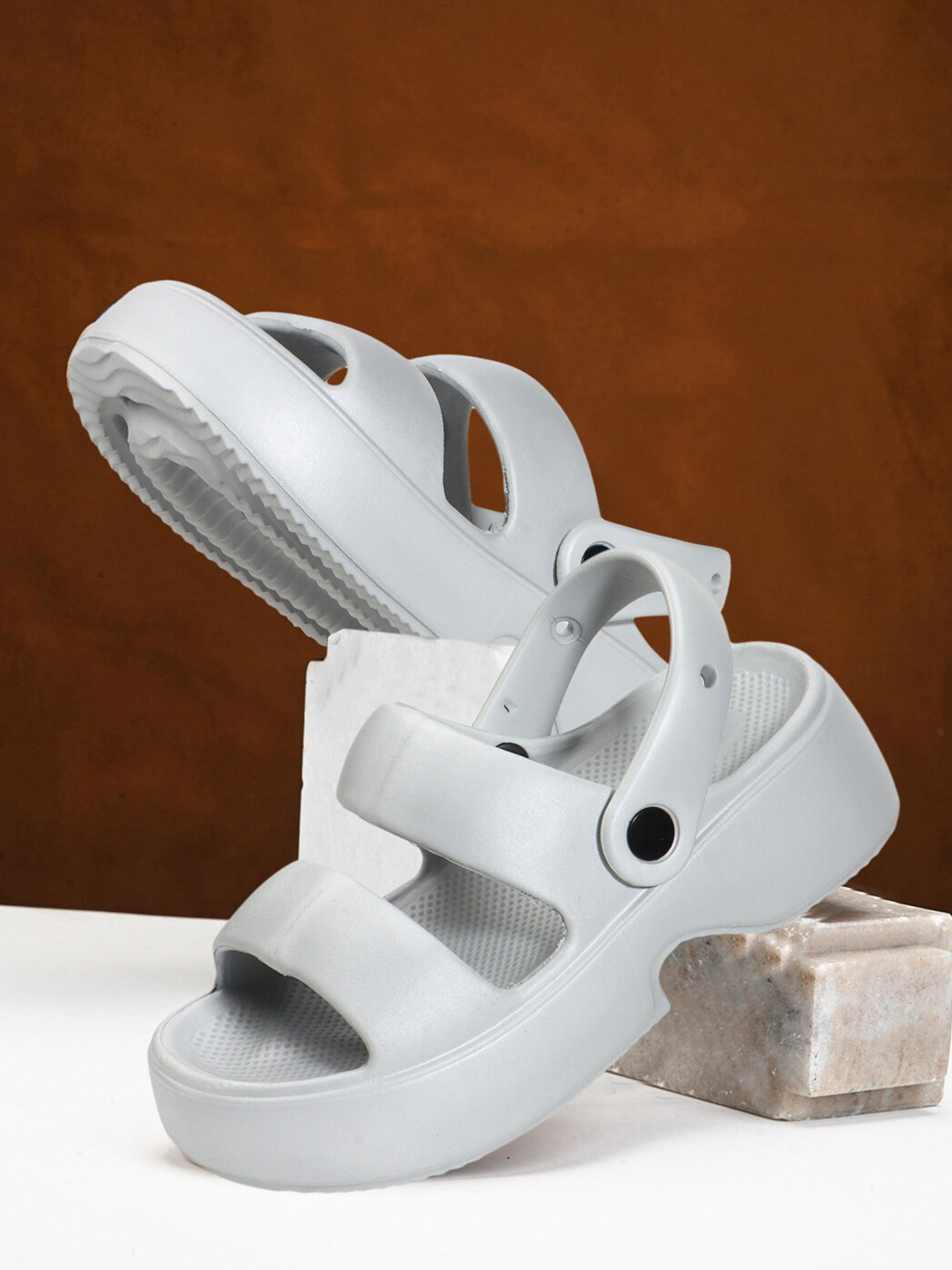 Buy The Roadster Lifestyle Co. Women Grey Back Strap Clogs - Flip Flops ...