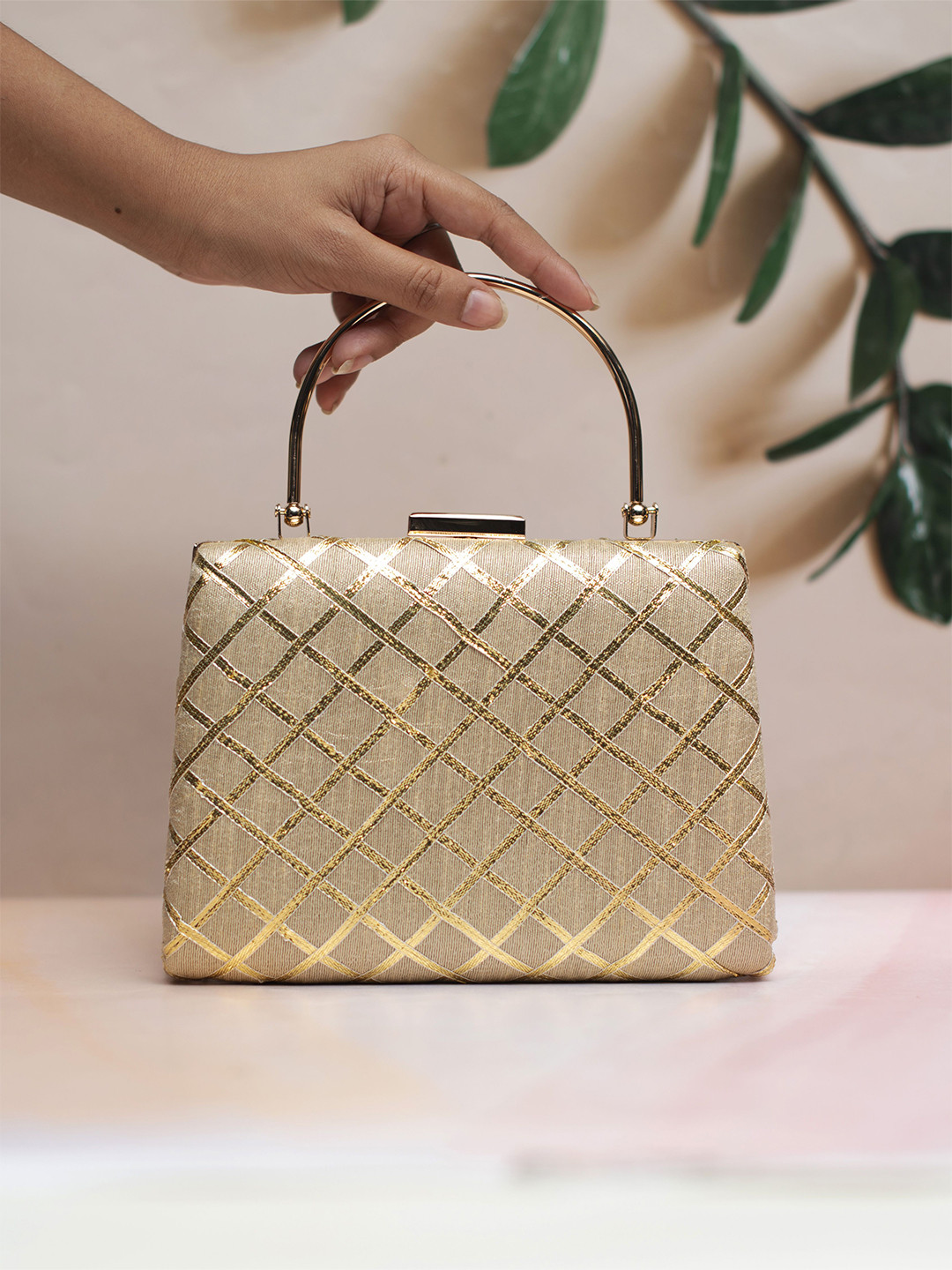 Buy ARTKLIM Embroidered Gota Patti Box Clutch - Clutches for Women ...