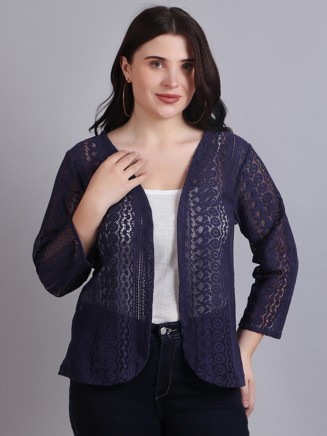 Buy Dressitude Self Design Open Front Cotton Shrug - Shrug for Women ...