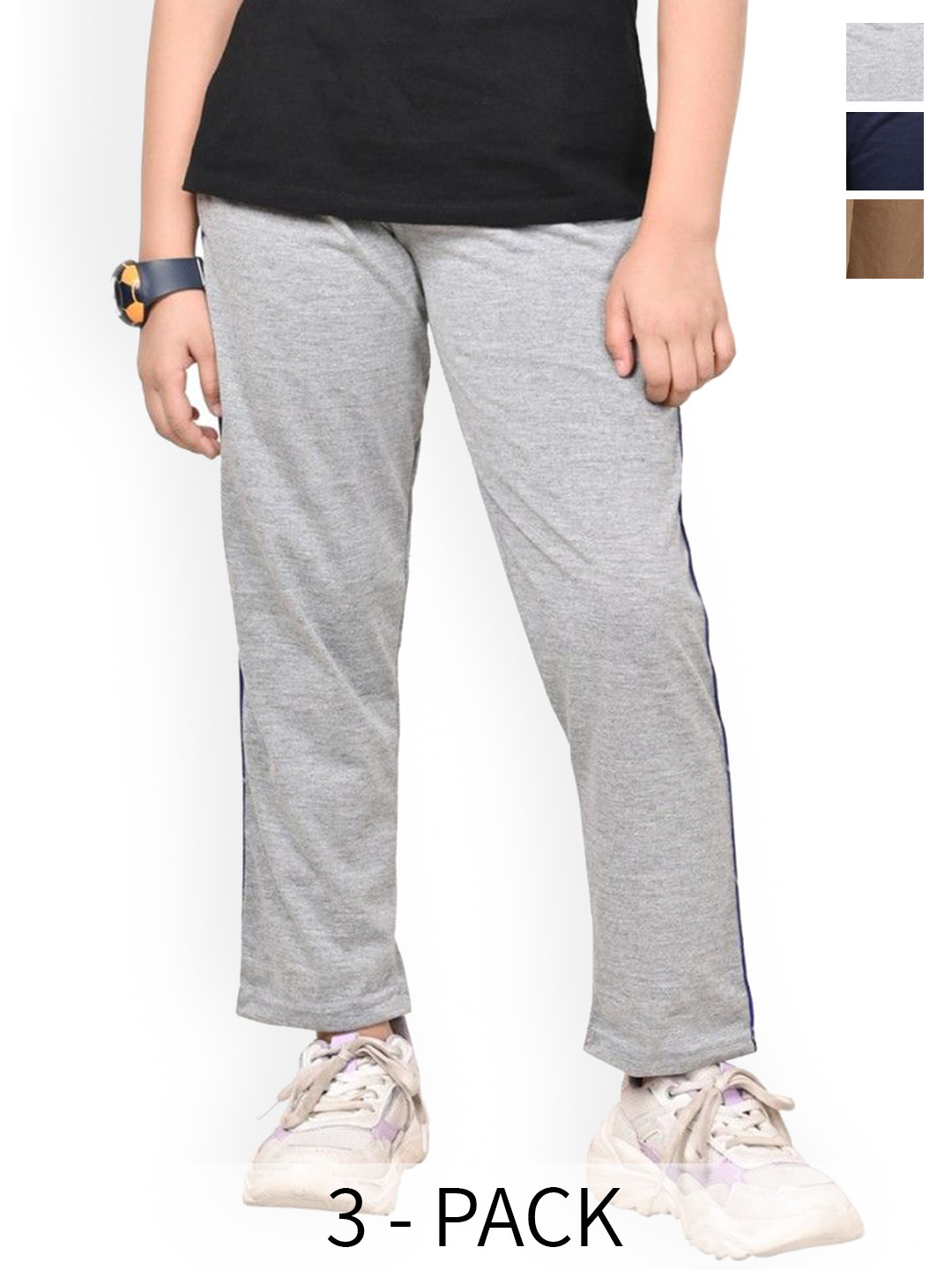 Buy BAESD Girls Pack Of 3 Pure Cotton Track Pants - Track Pants for ...