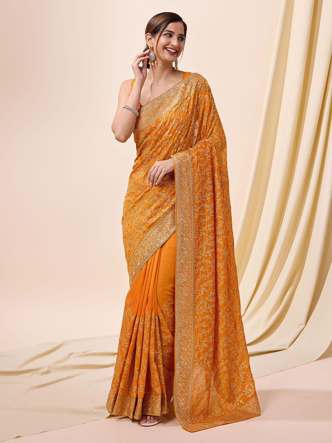 Buy Trendmalls Embellished Sequinned Heavy Work Saree - Sarees for ...