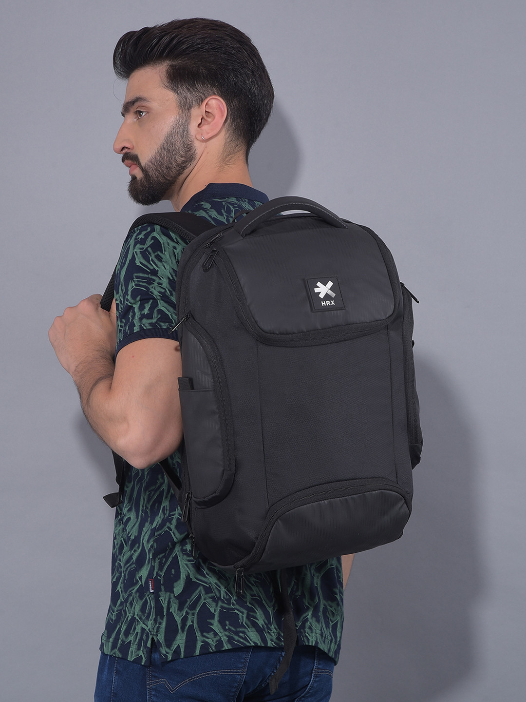 Buy HRX By Hrithik Roshan Unisex Black Backpack With Reflective Strip ...