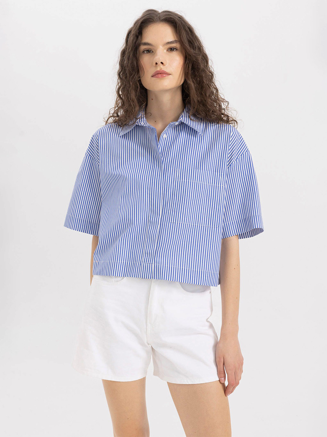 Buy DeFacto Striped Pure Cotton Casual Shirt - Shirts for Women ...