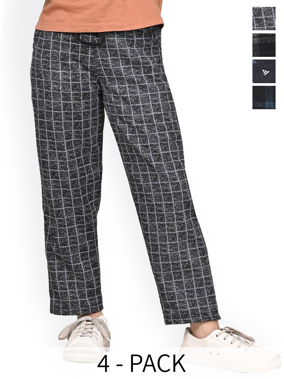 Buy BAESD Girls Pack Of 4 Checked Dry Fit Track Pants - Track Pants for ...