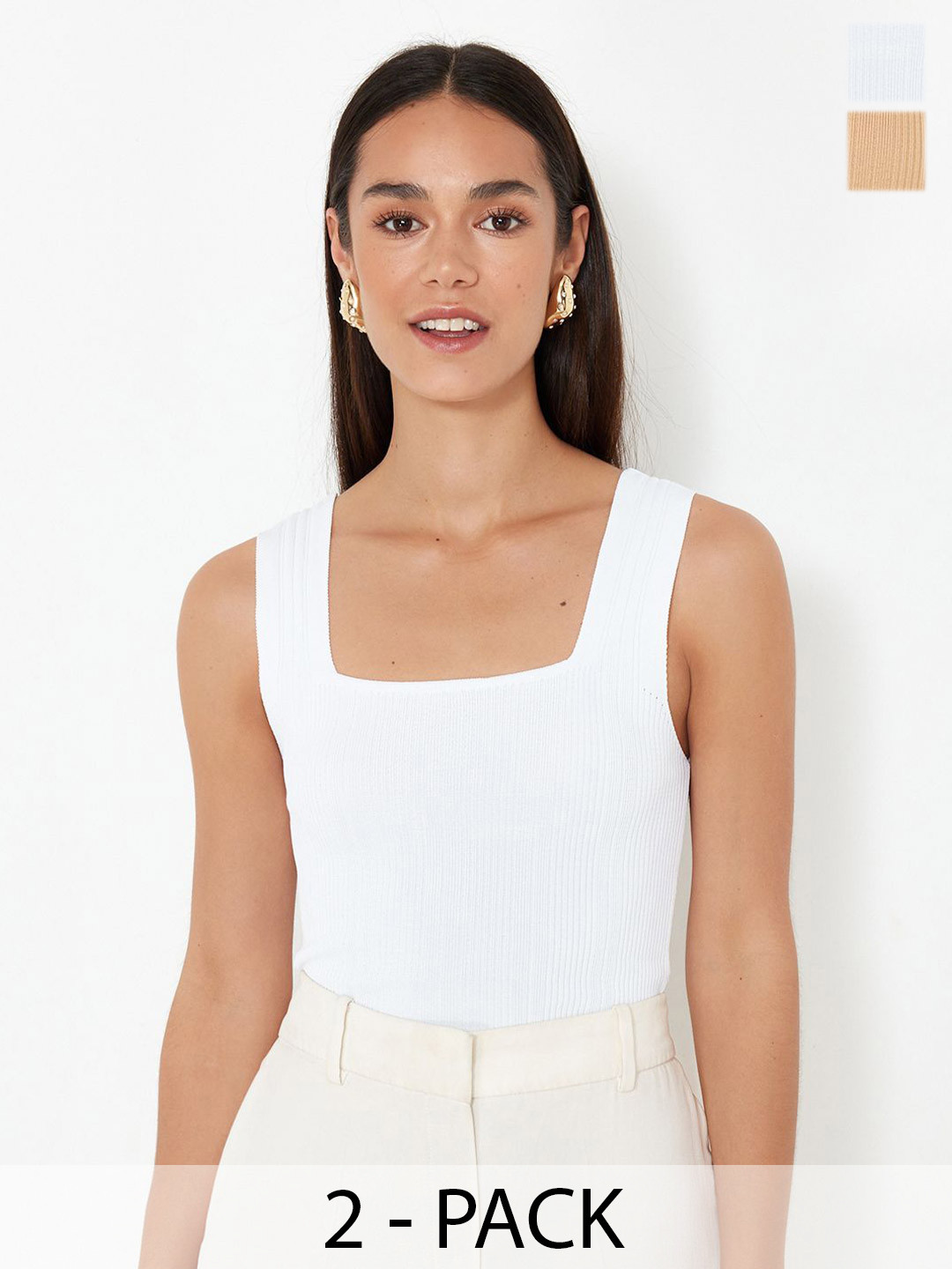 Buy Trendyol Pack Of 2 Square Neck Fitted Tops - Tops for Women ...