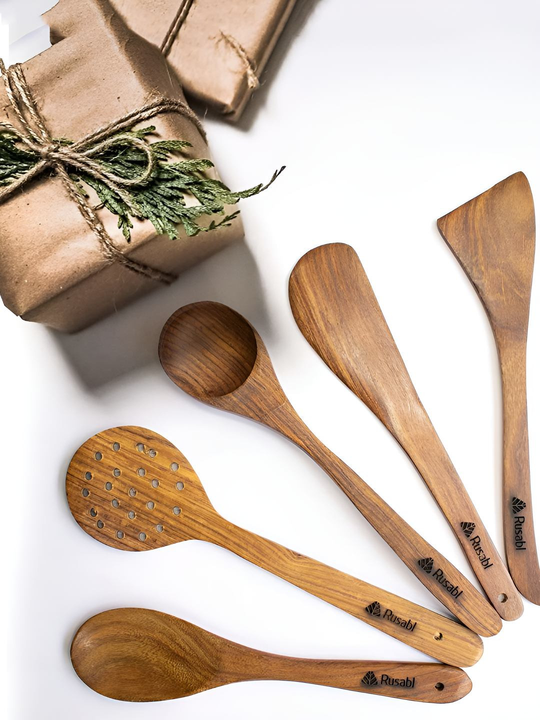 Buy Rusabl Brown 5 Pieces Wooden Spatulas - Spatula for Unisex 29783596 ...