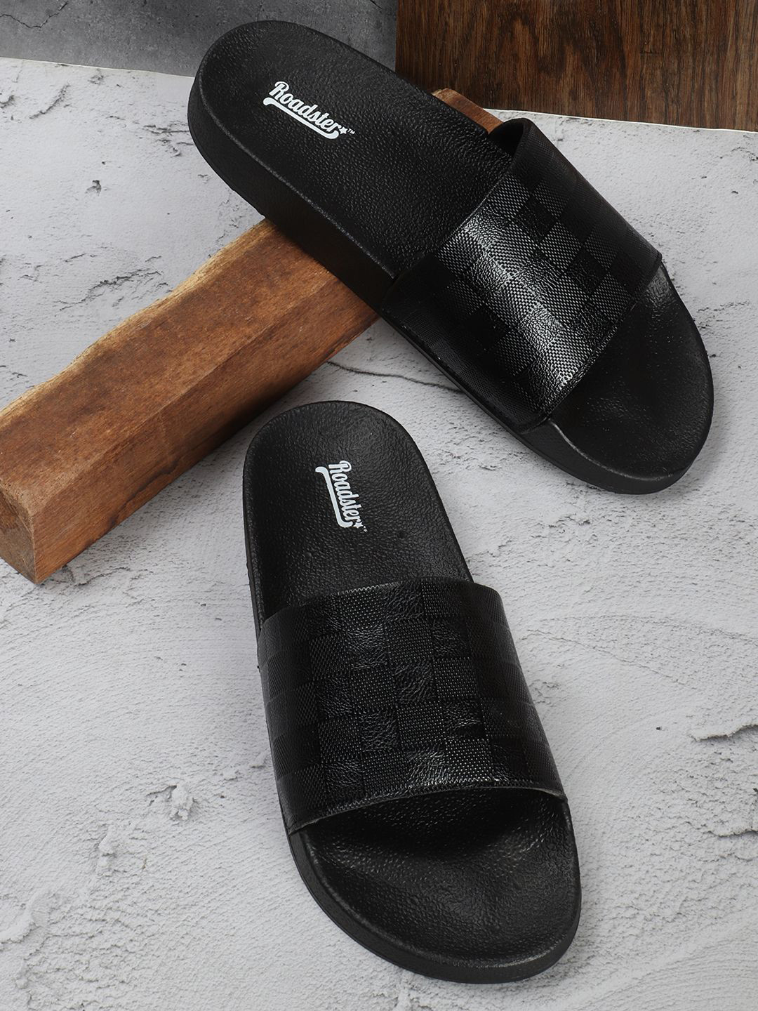 Buy The Roadster Lifestyle Co. Men Black Slip On Sliders - Flip Flops ...