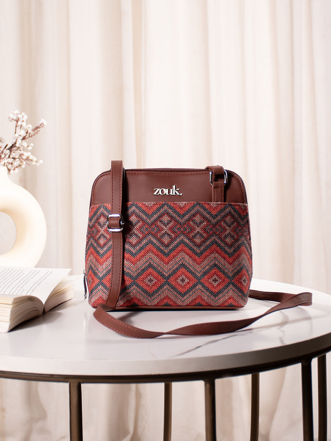Buy ZOUK Geometric Printed Structured Sling Bag - Handbags for Women ...