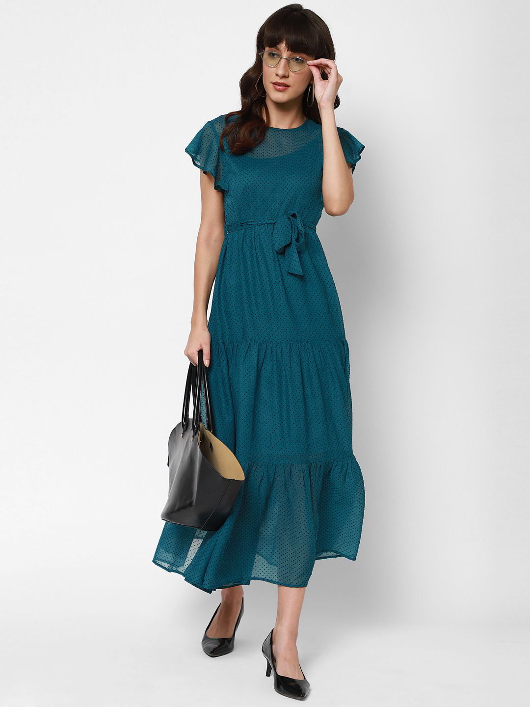 Buy HOUSE OF KKARMA Flutter Sleeve Georgette Fit & Flare Midi Dress - Dresses for Women 29799174 ...