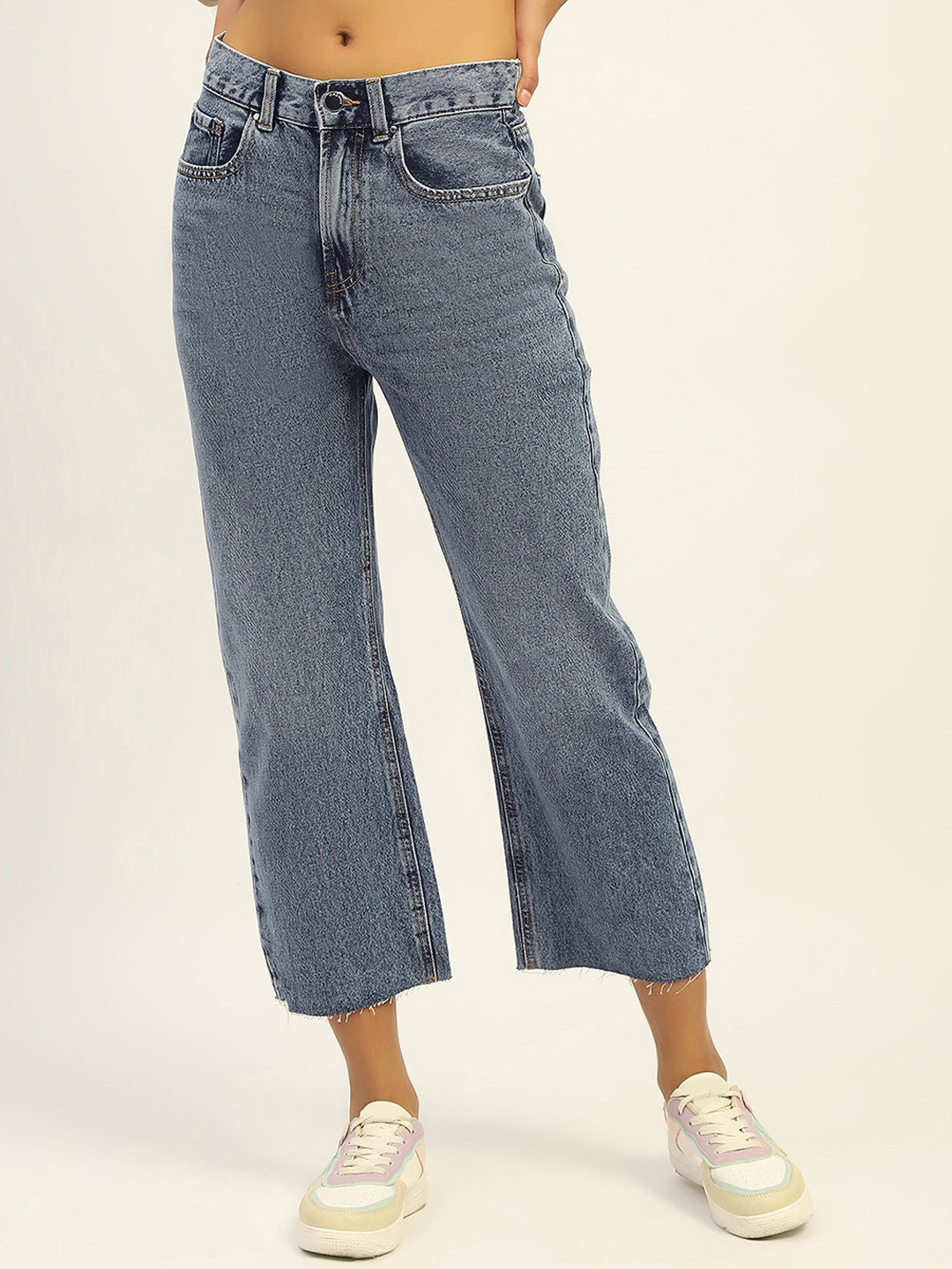 Buy Madame Women Straight Fit Clean Look Pure Cotton Jeans - Jeans for ...